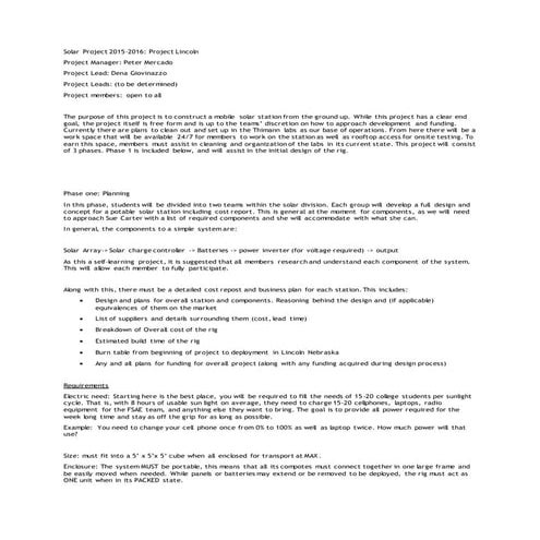 Solar Project 2015 | PDF