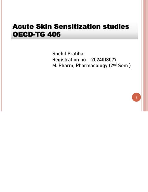 Skin sensitization test (oecd 406) | PPTX