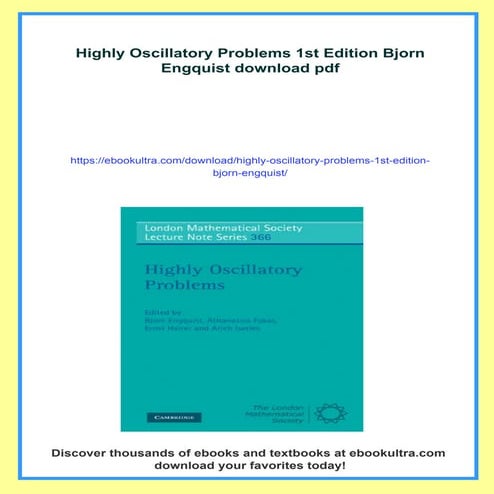 Highly Oscillatory Problems 1st Edition Bjorn Engquist | PDF