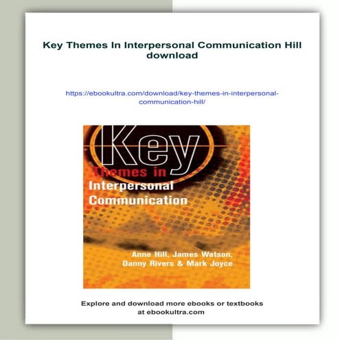 Key Themes In Interpersonal Communication Hill | PDF