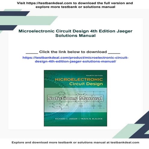 Microelectronic Circuit Design 4th Edition Jaeger Solutions Manual | PDF