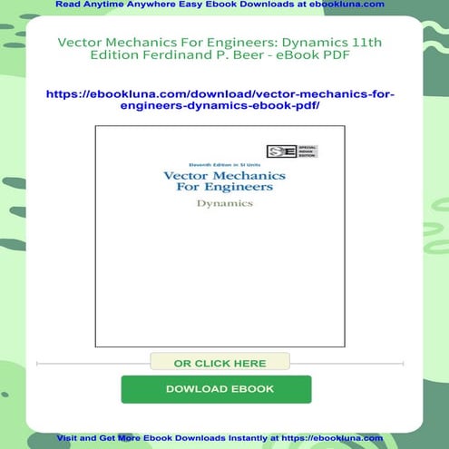 Vector Mechanics For Engineers: Dynamics 11th Edition Ferdinand P. Beer - eBook PDF | PDF