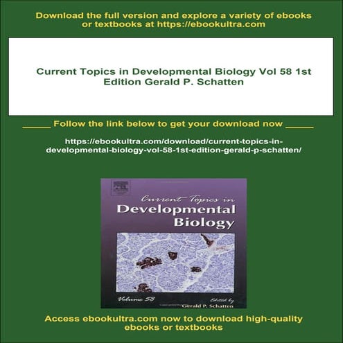 Current Topics in Developmental Biology Vol 58 1st Edition Gerald P ...
