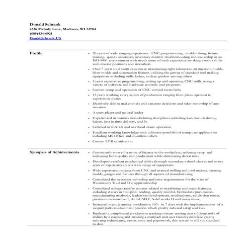 Donald Schrank - Resume | PDF