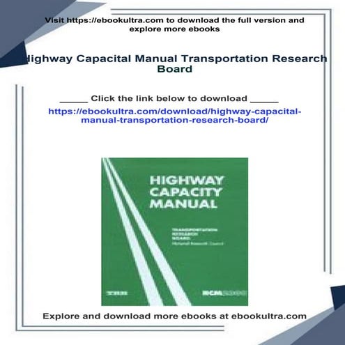 Highway Capacital Manual Transportation Research Board | PDF