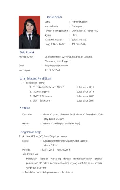 CV Nia Terbaru | PDF