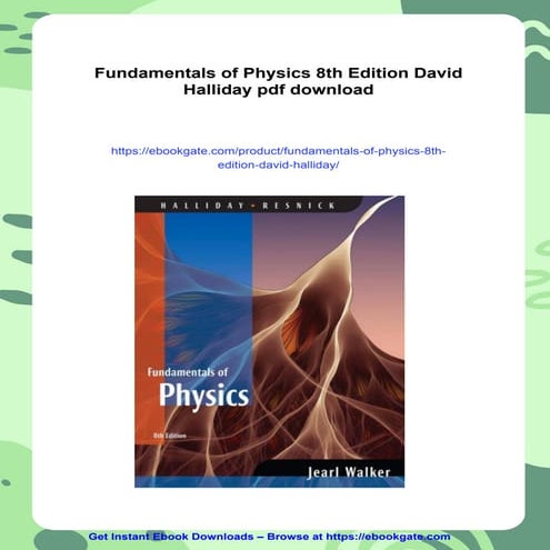 Fundamentals of Physics 8th Edition David Halliday | PDF