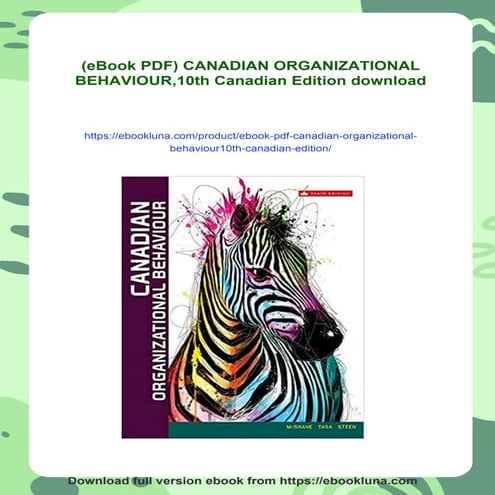 (eBook PDF) CANADIAN ORGANIZATIONAL BEHAVIOUR,10th Canadian Edition | PDF