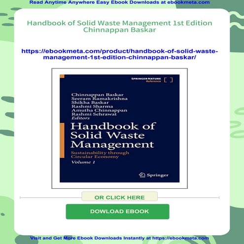 Handbook of Solid Waste Management 1st Edition Chinnappan Baskar | PDF