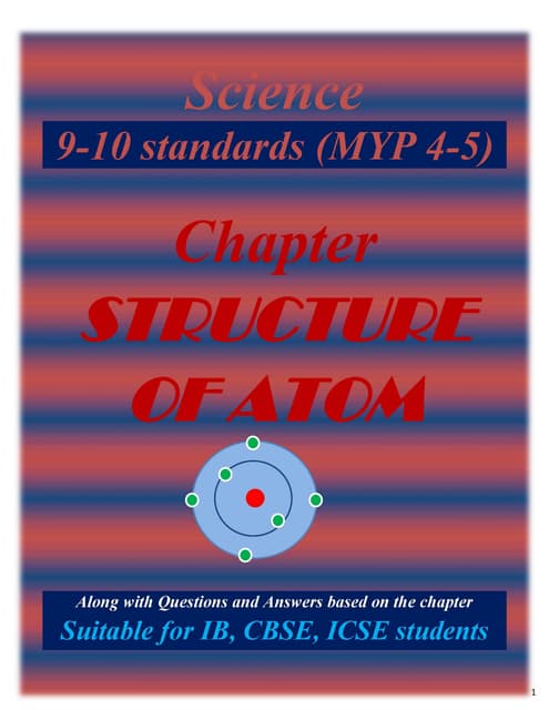 Structure Of The Atom - Class 9 | PPTX | Chemistry | Science