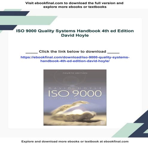 ISO 9000 Quality Systems Handbook 4th ed Edition David Hoyle | PDF