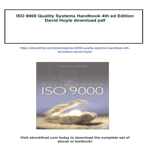 ISO 9000 Quality Systems Handbook 4th ed Edition David Hoyle | PDF