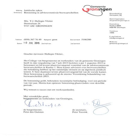 benoeming in adviescommissie bezwaarschriften | PDF