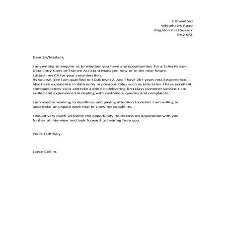 STANDARD COVER LETTER | PDF