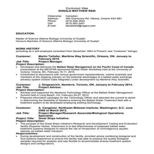 CV Donald Reid Nov 2016 | DOC