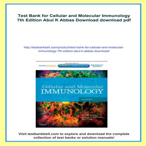 Test Bank for Cellular and Molecular Immunology 7th Edition Abul K ...