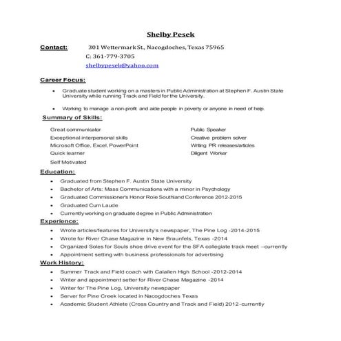 Rebecca Mahony Resume | PDF