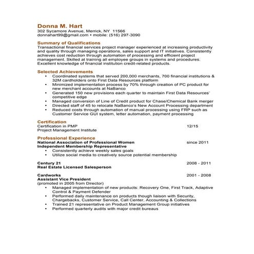 Donna Hart resume (1) | PDF