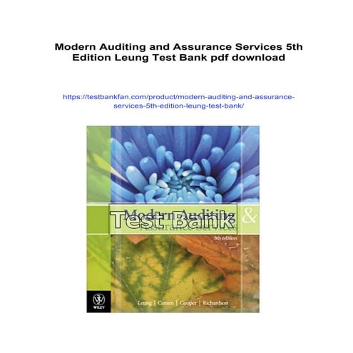 Modern Auditing and Assurance Services 5th Edition Leung Test Bank | PDF