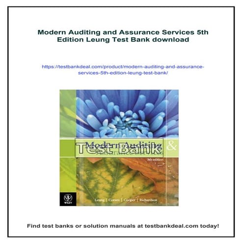 Modern Auditing and Assurance Services 5th Edition Leung Test Bank | PDF