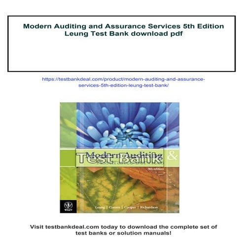 Modern Auditing and Assurance Services 5th Edition Leung Test Bank | PDF
