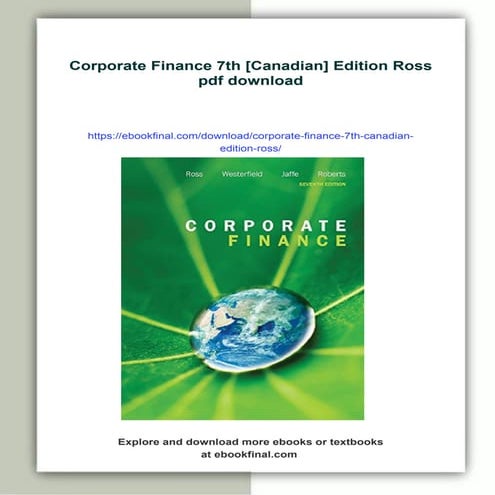 Corporate Finance 7th [Canadian] Edition Ross | PDF