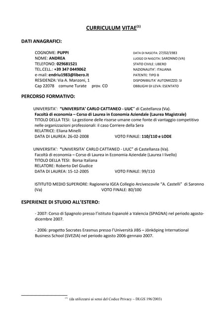 Cv infografico | PPT