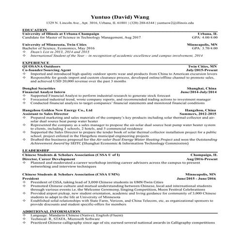 Yanan Wang; resume | PDF