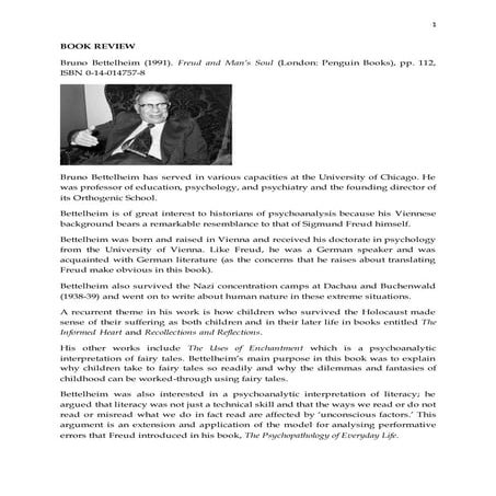 Bruno Bettelheim on 'Freud and Man's Soul' | DOCX