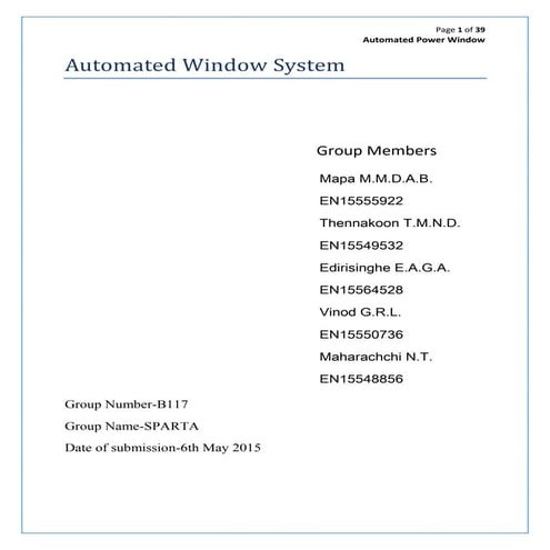 Automated Window System | PDF