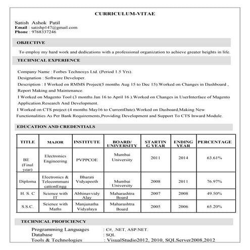 Satish patil resume | PDF