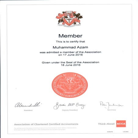 ACCA Membership certificate | PDF
