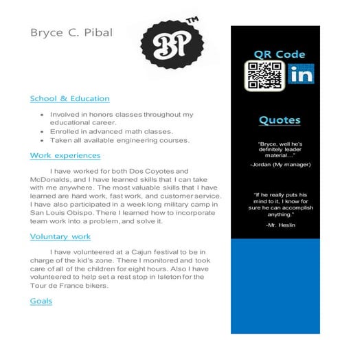 Bryce C Resume | DOCX