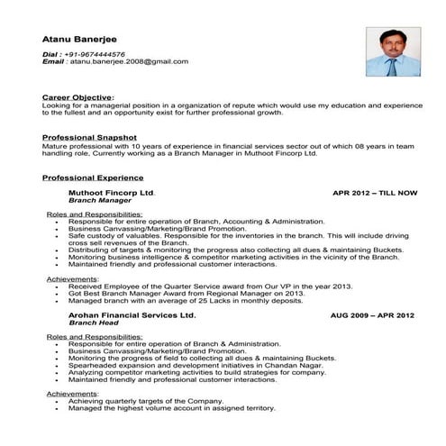 Atanu_Resume_1 | DOC | Business Administration | Business