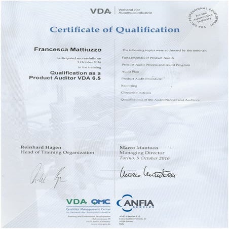 VDA 6_5 Certificate | PDF
