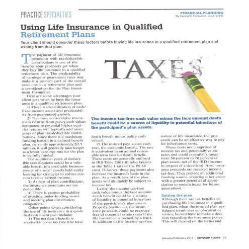 Advisor Today Article-Exit Strategies of Life Insurance in Retirement ...