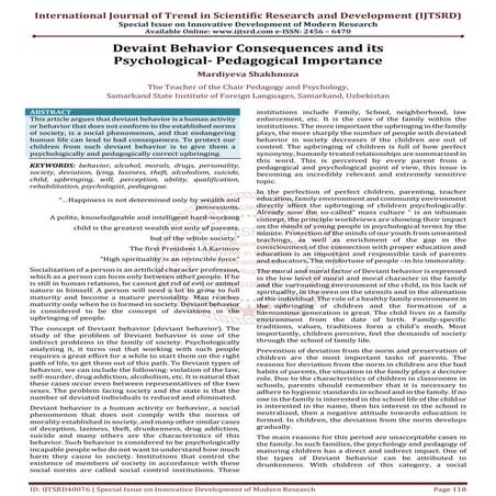 Devaint Behavior Consequences and its Psychological Pedagogical ...