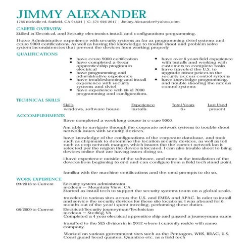 Jimmy Alexander Resume 1 | PDF