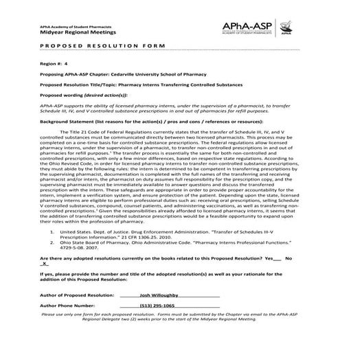 2016-2017 APhA-ASP MRM Resolution | PDF