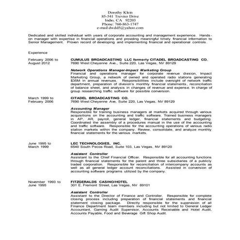 Michelle Bender: Resume