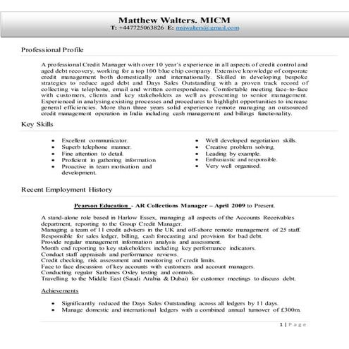 Matthew Walters CV | DOCX