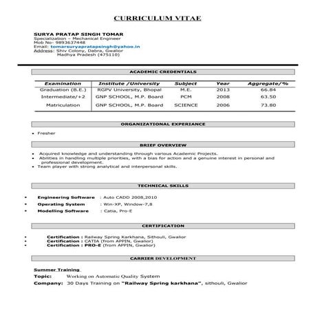 Surya Pratap Singh Tomar Resume | DOC