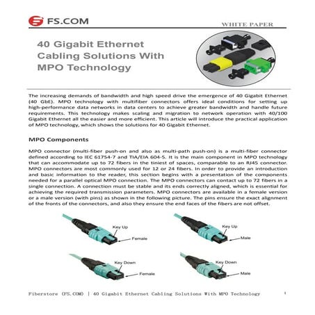 40 Gigabit Ethernet Cabling Solutions With MPO Technology | PDF