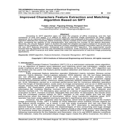 Improved Characters Feature Extraction And Matching Algorithm Based On Sift Pdf 9148