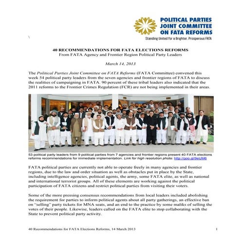 40 Recommendations for FATA Elections Reforms by Tribal Leaders (14 ...