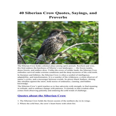 40 Siberian Crow Quotes, Sayings, and Proverbs.docx