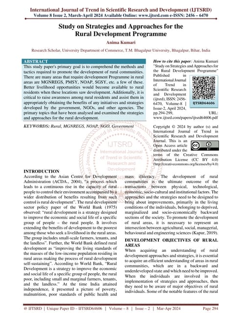 Rural Development Strategies in India | PDF