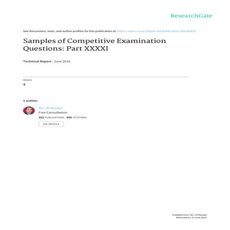 Samples of Competitive Examination Questions: Part XXXXI | PDF