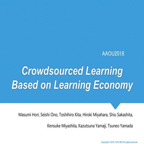 Blockchain in Education "Crowdsourced Learning Based on Learning Economy" | PPTX