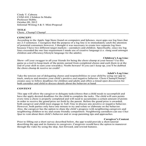 Cindy T Cabrera - Children's Media Proposal | PDF